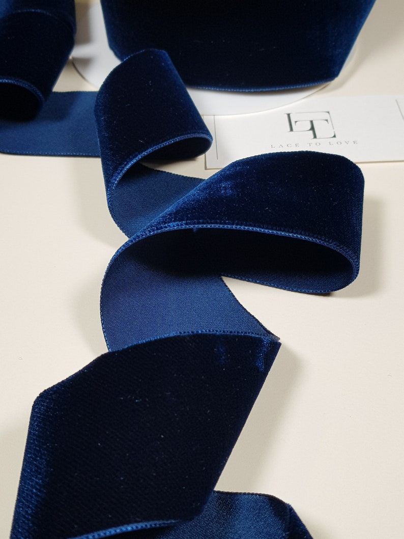 Dark Blue Velvet Ribbon Velvet Fabric Ribbon Gift Bow Hair - Etsy