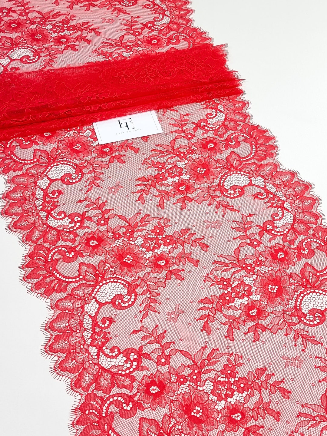 Red Lace Trimming, Chantilly Lace, French Lace, Wedding Lace, Scalloped ...