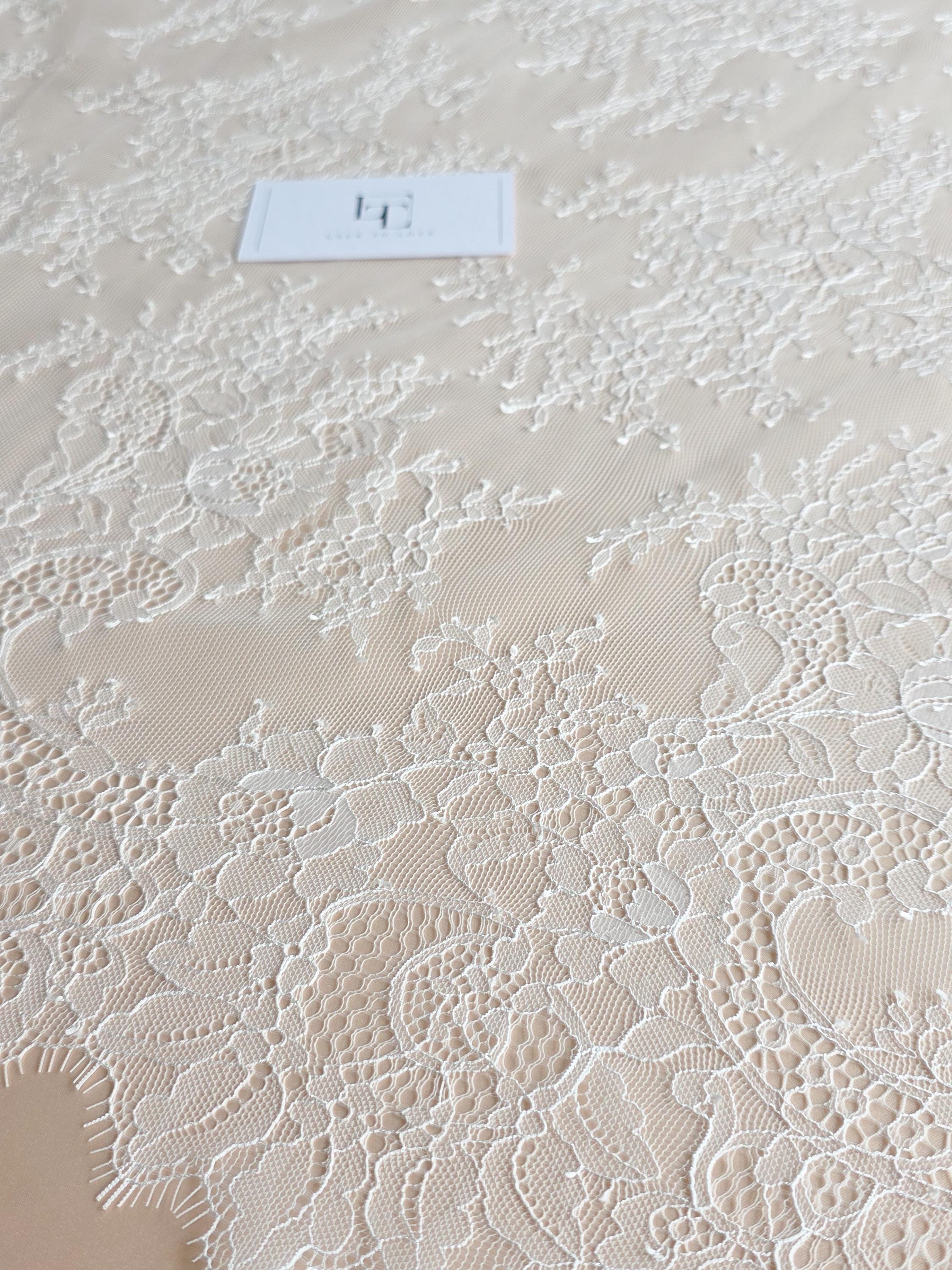 Ivory Delicate French Lace Fabric Chantilly Lace Fabric by the Yard ...