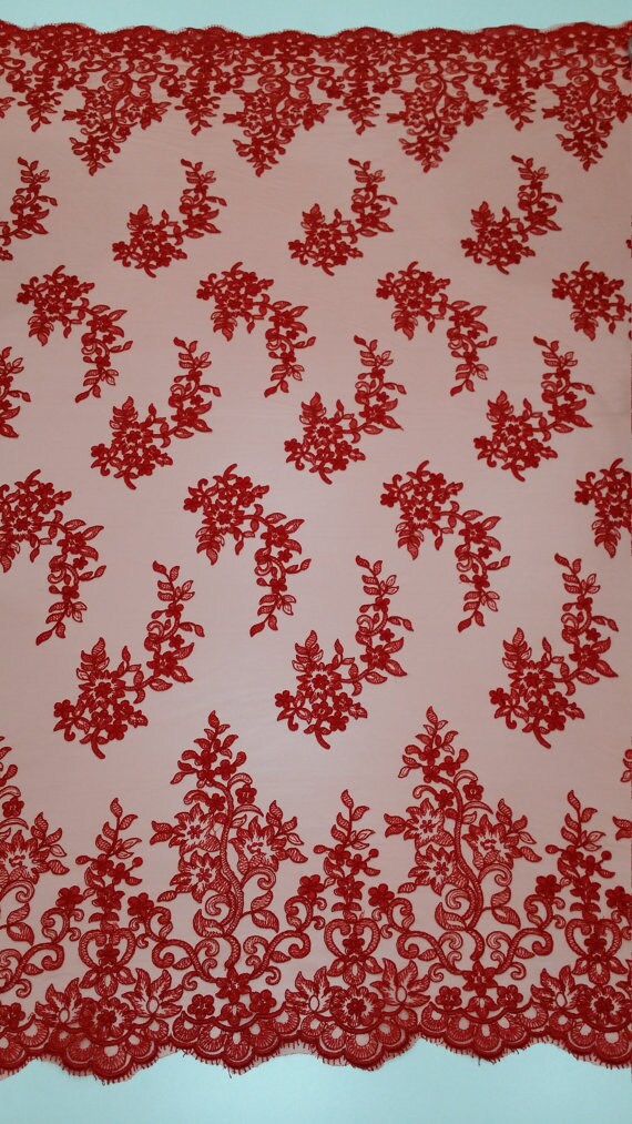 Red Lace Fabric Chantilly Lace French Lace Bridal Lace | Etsy