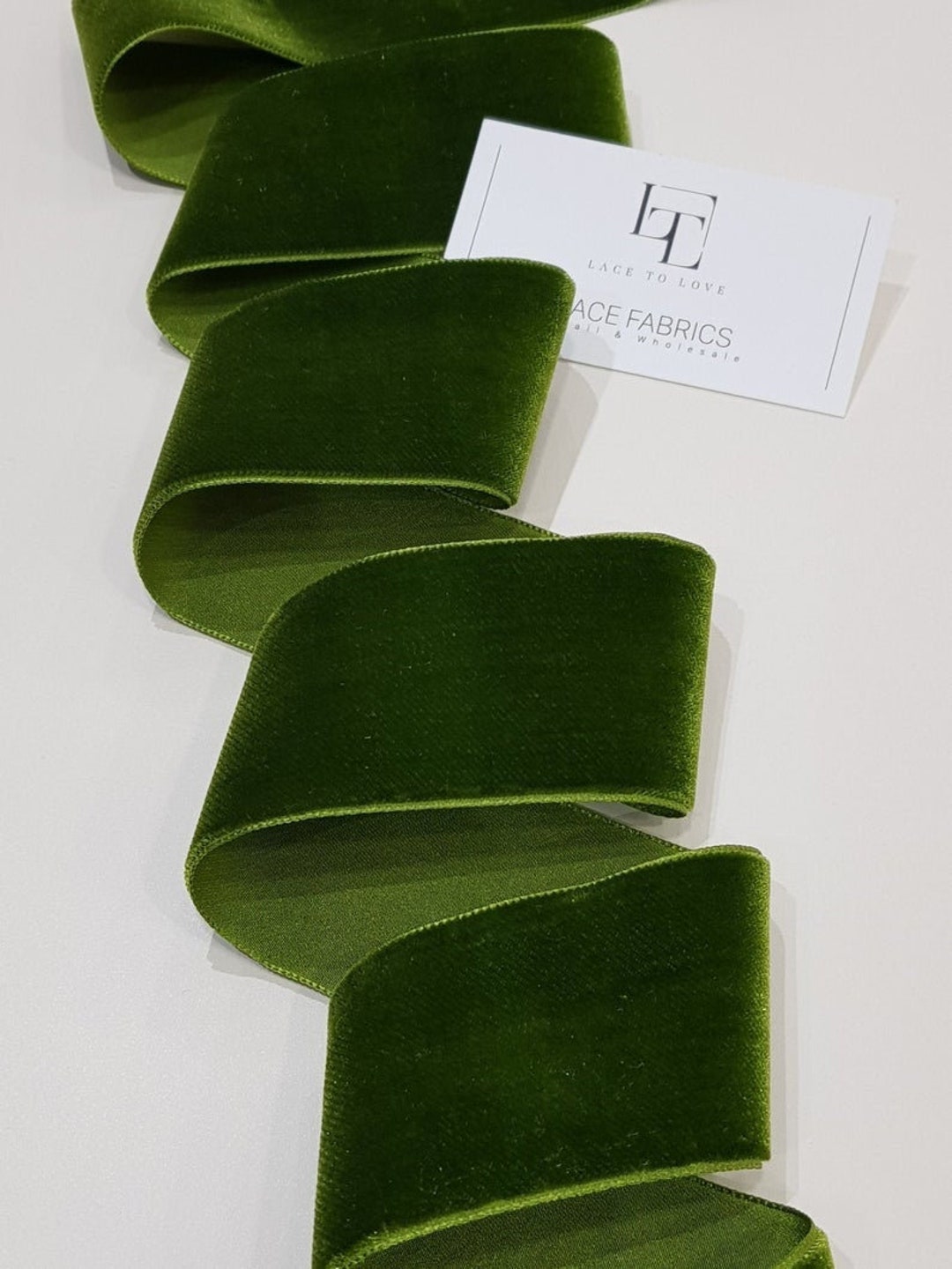 Moss Green Velvet Ribbon by the Yard, Narrow Velvet Ribbon, Velvet ...
