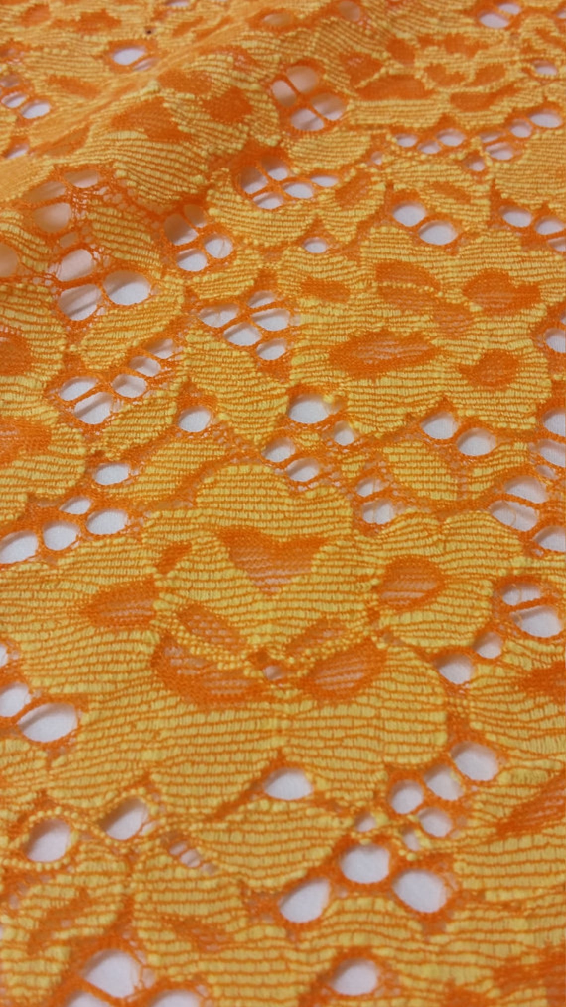 Orange Lace Fabric by the Yard France Lace Alencon Lace | Etsy