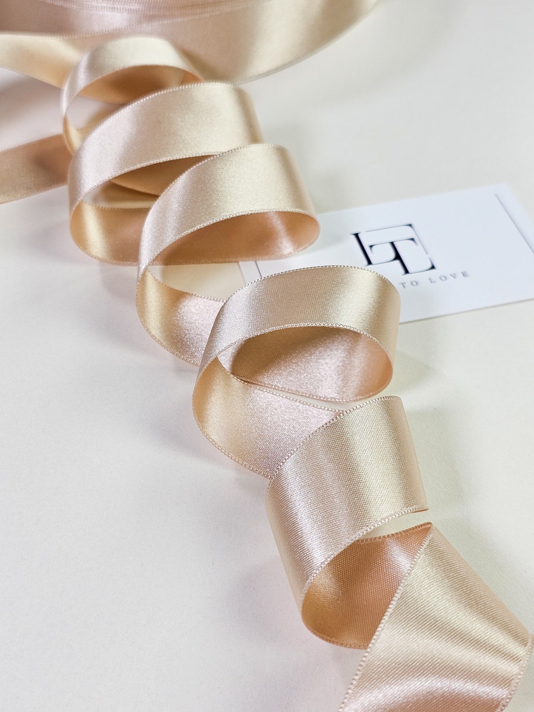 1 Inch Wide Beige Shiny Decoration Ribbon Sold by the Yard ...