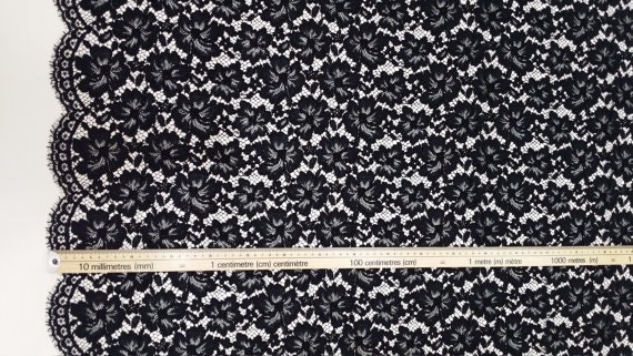 Black Lace Fabric by the Yard L33396 | Etsy