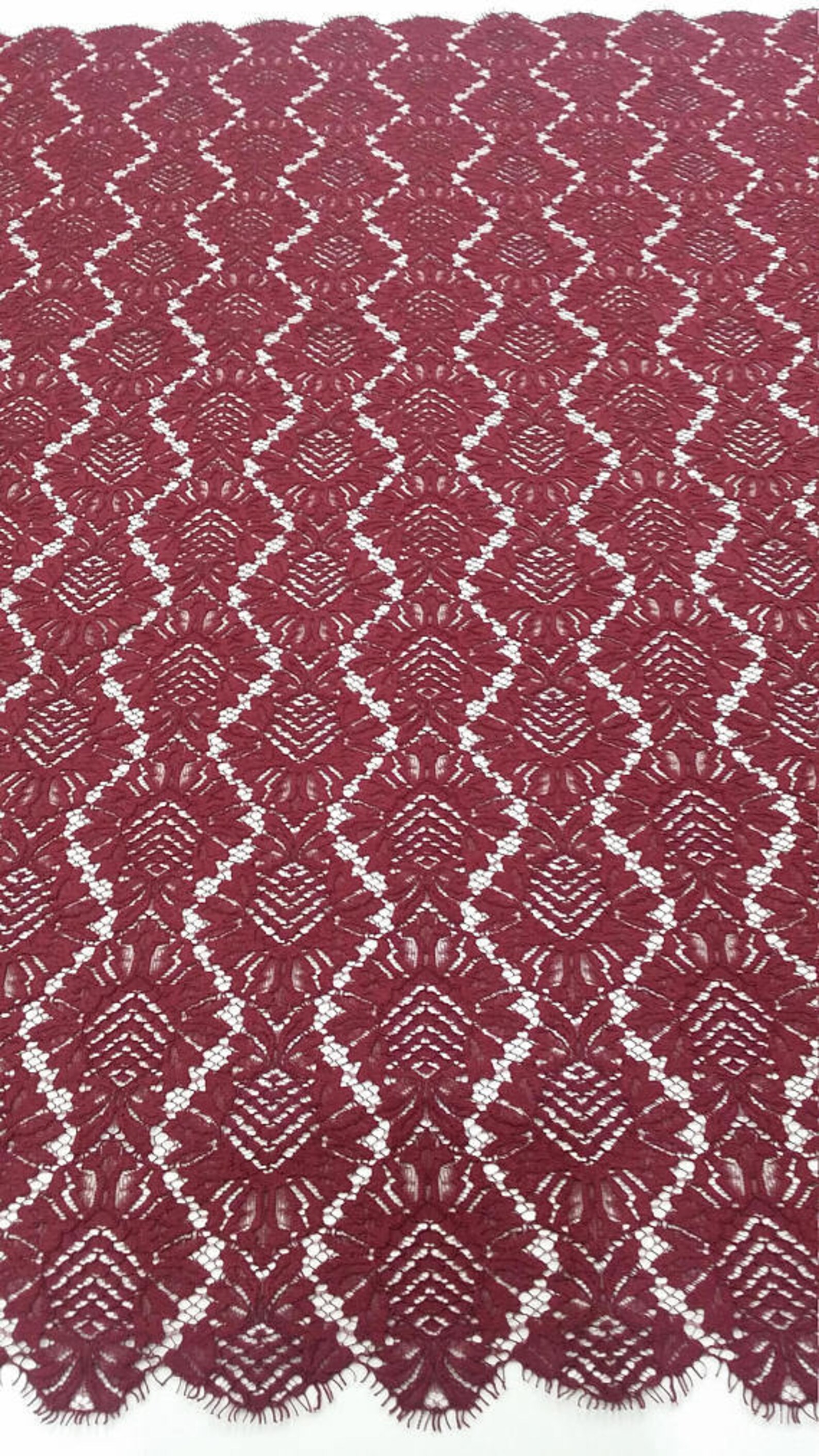 Burgundy Lace Fabric, France Lace, Embroidery Lace, Red Lace, Wedding ...