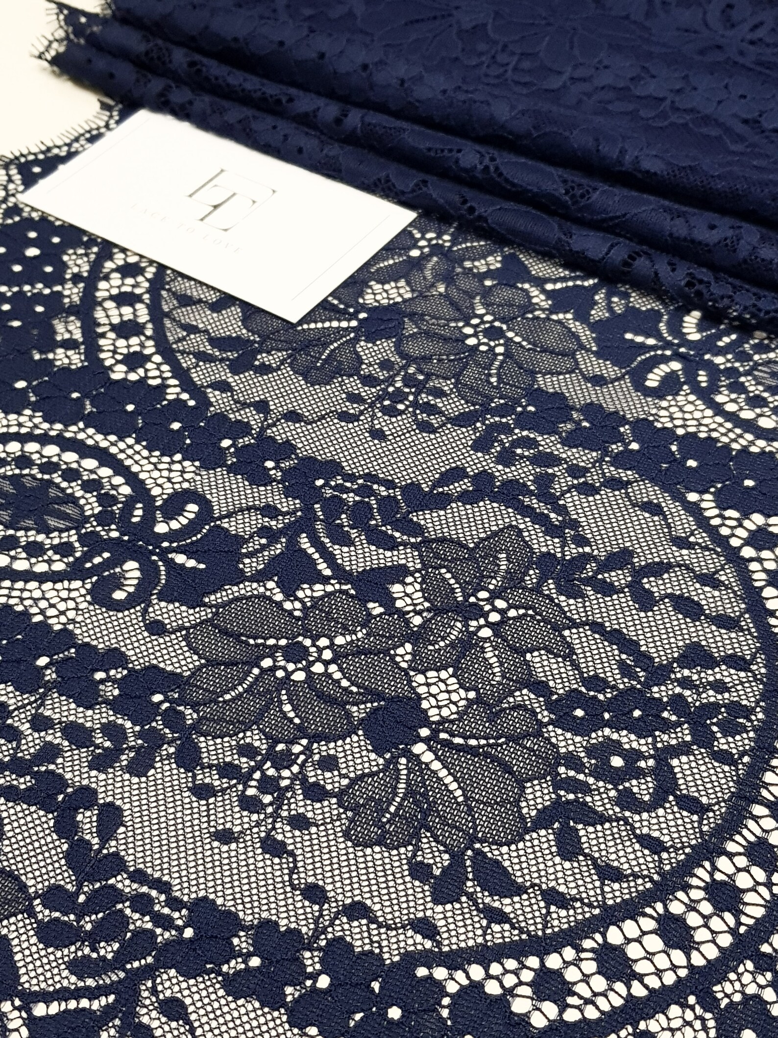 Navy Blue Lace Trim, French Lace, Chantilly Lace, Bridal Lace ...