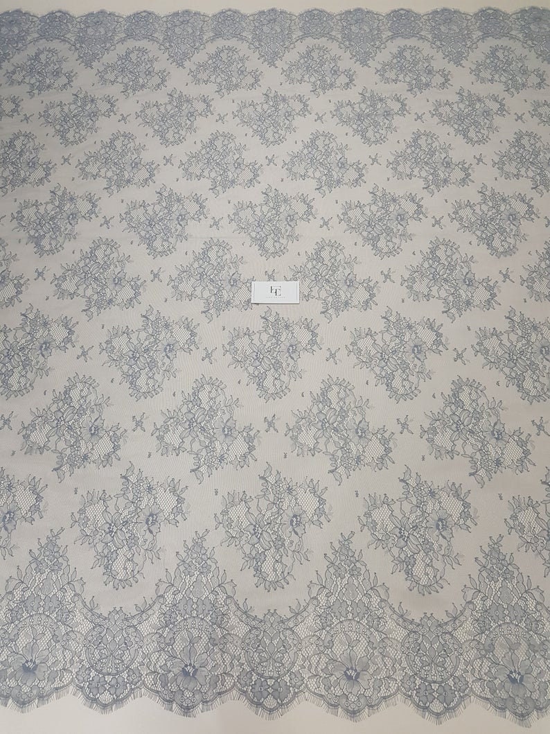 Blue/gray Lace Fabric, French Lace, Chantilly Lace, Wedding Lace ...