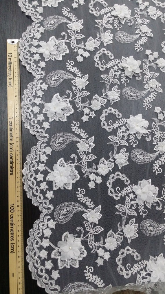 3D beaded Ivory Lace French Bridal lace Wedding lace White | Etsy