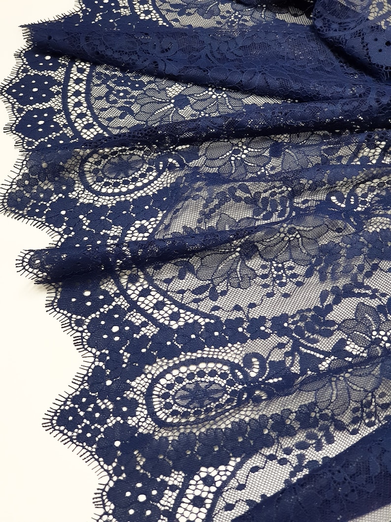 Navy Blue Lace Trim, French Lace, Chantilly Lace, Bridal Lace ...