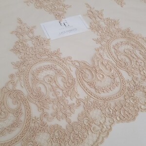 Beige Lace Fabric, Embroidered Lace, French Lace, Wedding Lace, Bridal ...