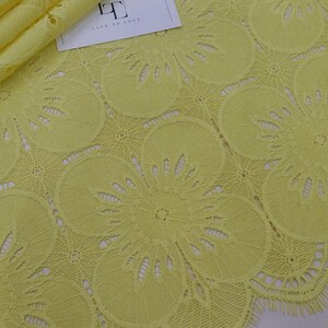 Yellow Lace Fabric, French Lace, Alencon Lace, Bridal Gown Lace ...
