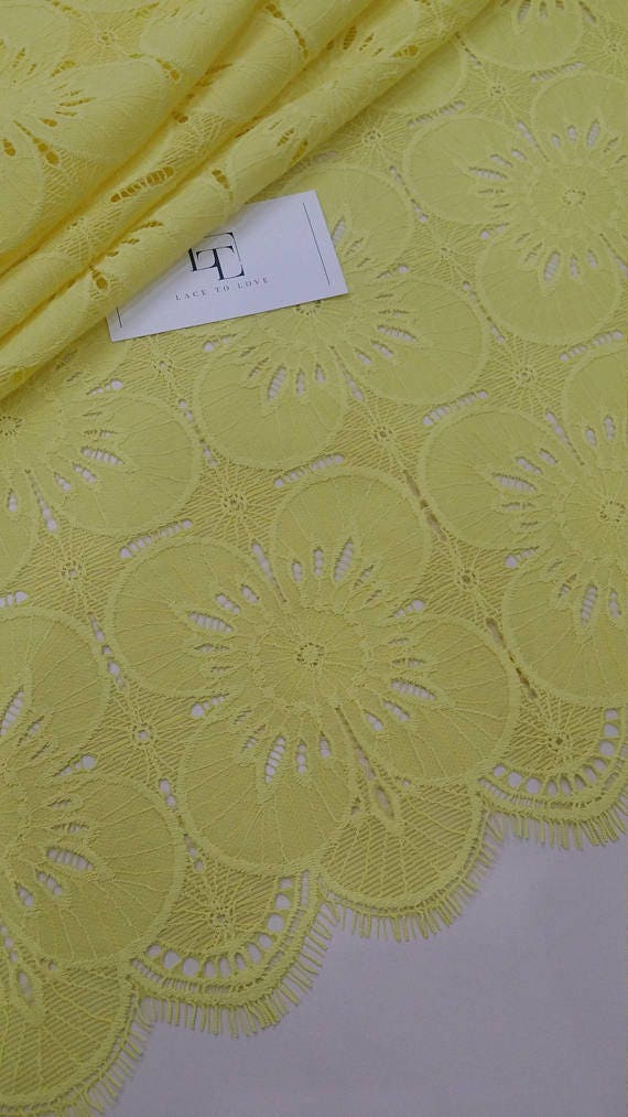 Yellow Lace Fabric French Lace Alencon Lace Bridal Gown - Etsy
