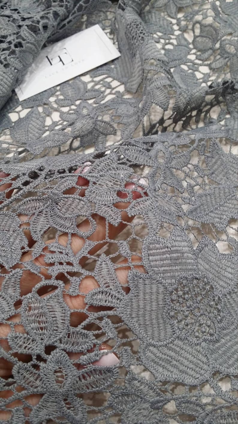 Gray Lace Fabric French Lace Chantilly Lace Bridal Wedding - Etsy