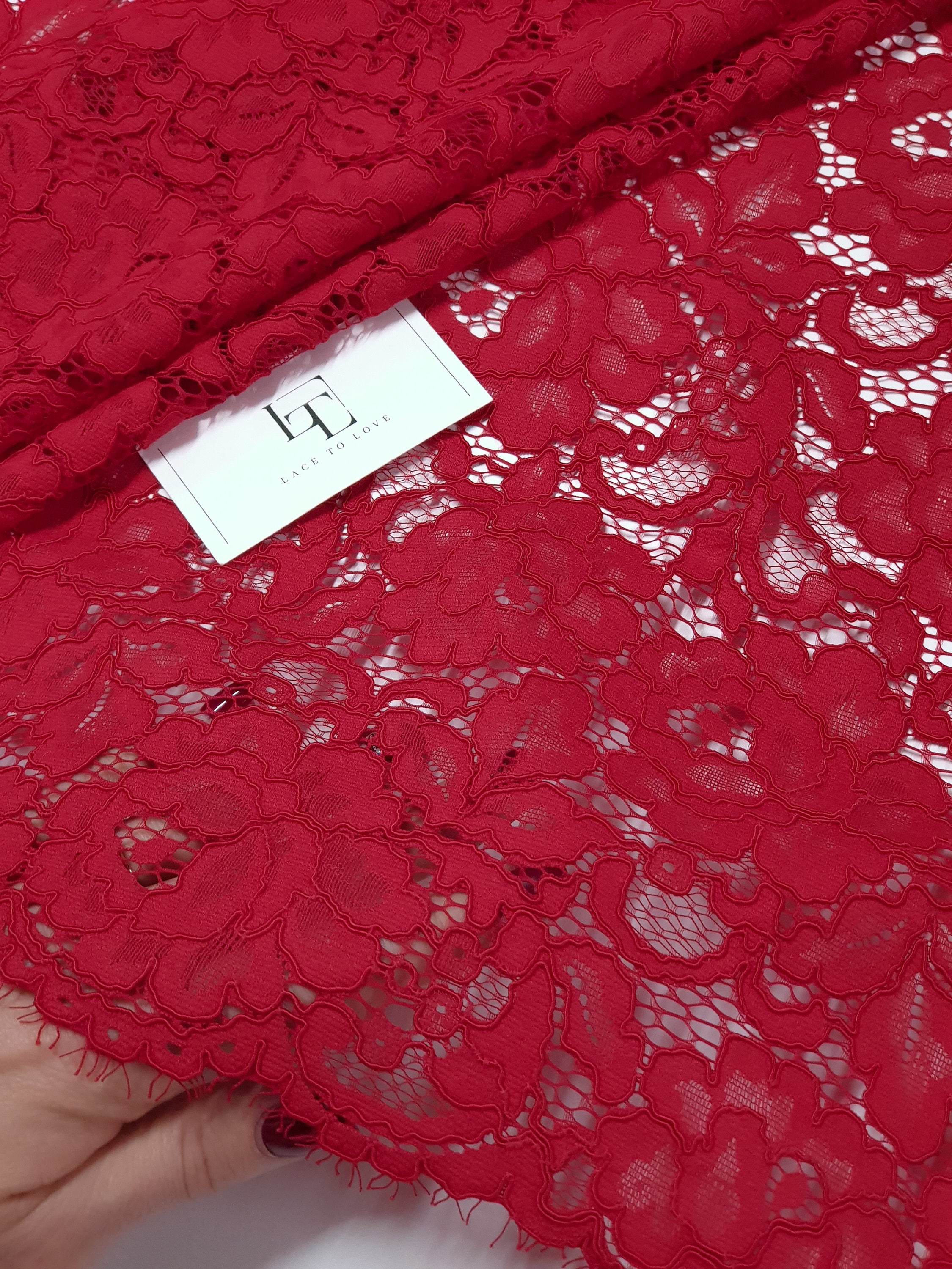 Red Lace Fabric by the Yard French Lace Embroidered Wedding | Etsy
