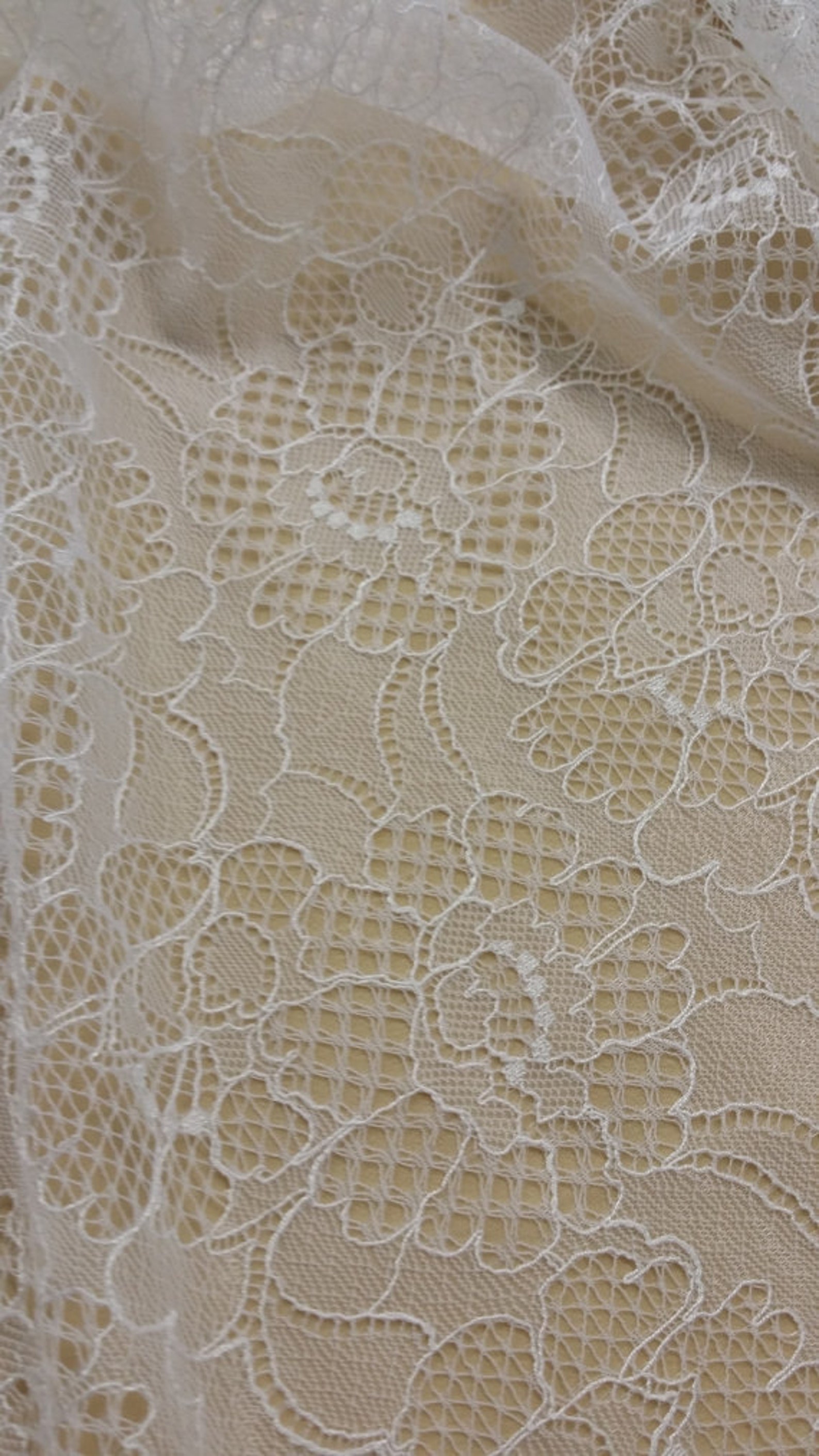 Snow White Lace Fabric Embroidered Lace French Wedding Lace | Etsy
