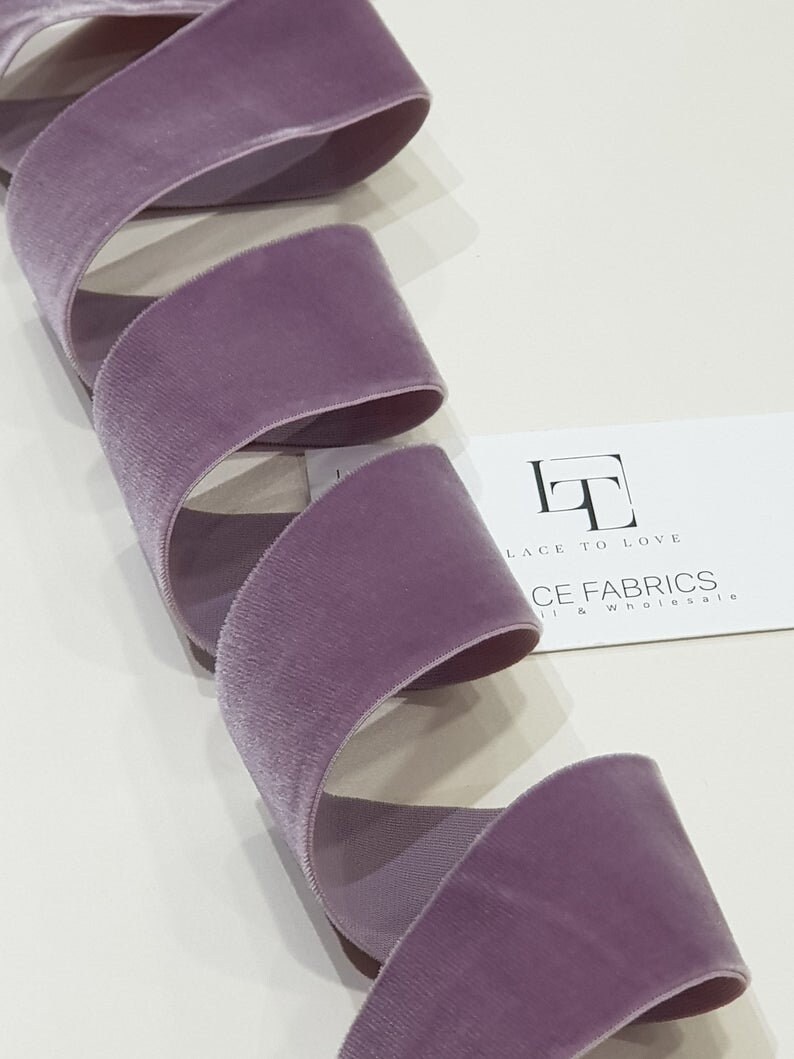 Lilac/purple Elastic Velvet Ribbon by the Yard Wide Velvet - Etsy