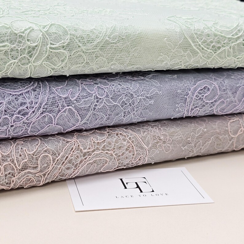 Light Purple Lace Trim, French Chantilly Lace Trimming, Bridal Wedding ...