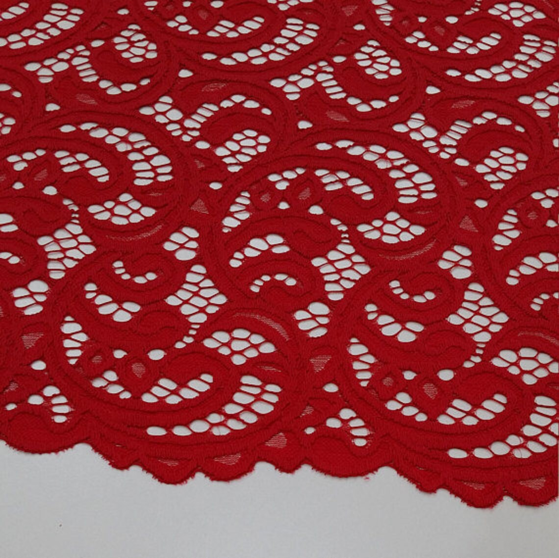 Red Lace Fabric by the Yard French Lace Embroidered Lace | Etsy