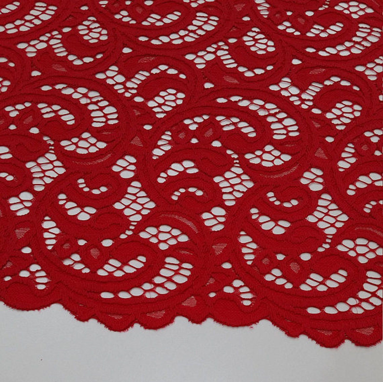 Red Lace Fabric by the Yard French Lace Embroidered Lace | Etsy
