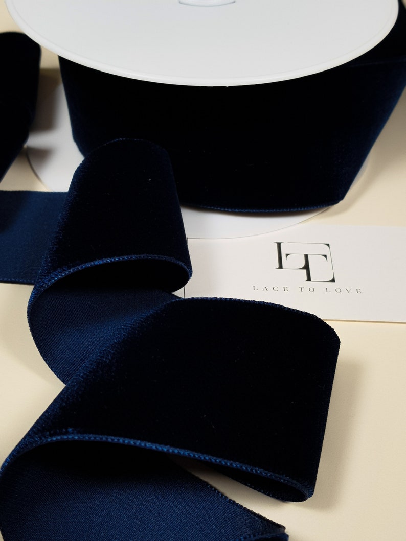 Dark Blue Velvet Ribbon Velvet Fabric Ribbon Gift Bow Hair | Etsy