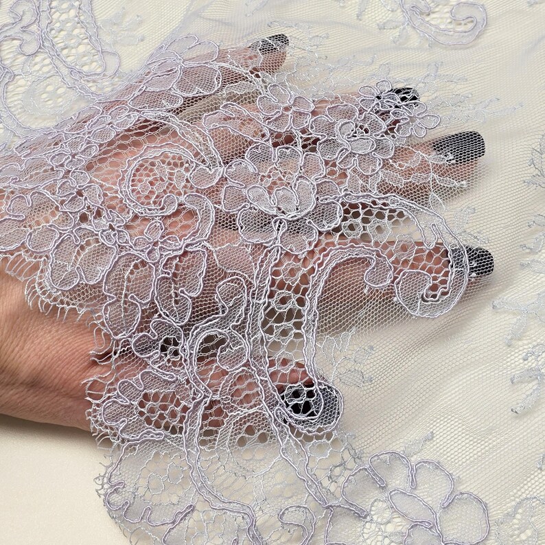 Light Purple Lace Trim, French Chantilly Lace Trimming, Bridal Wedding ...
