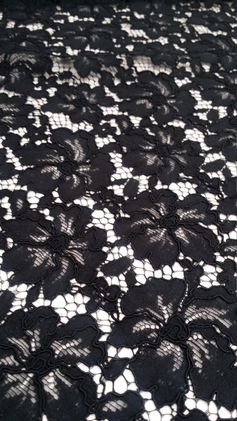 Black Lace Fabric by the Yard L33396 | Etsy
