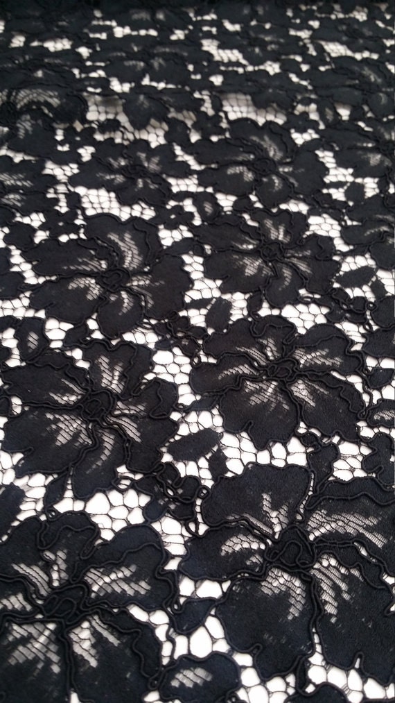 Black Lace Fabric by the Yard L33396 | Etsy