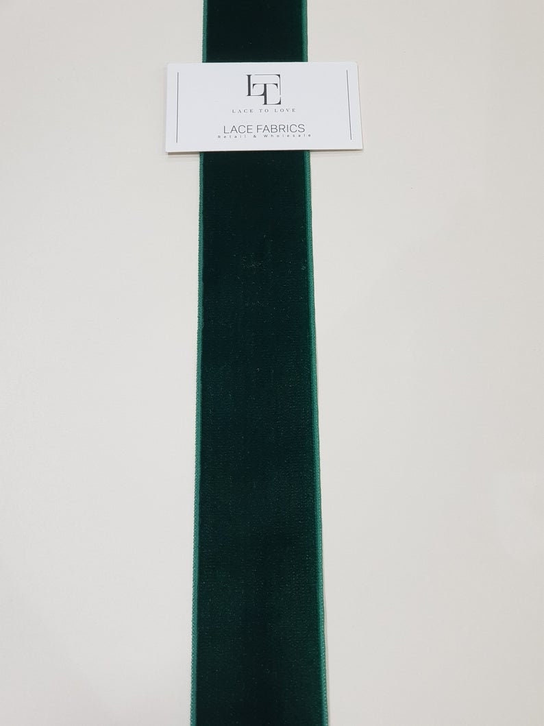 Dark Green Velvet Ribbon by the Yard Narrow Velvet Ribbon - Etsy