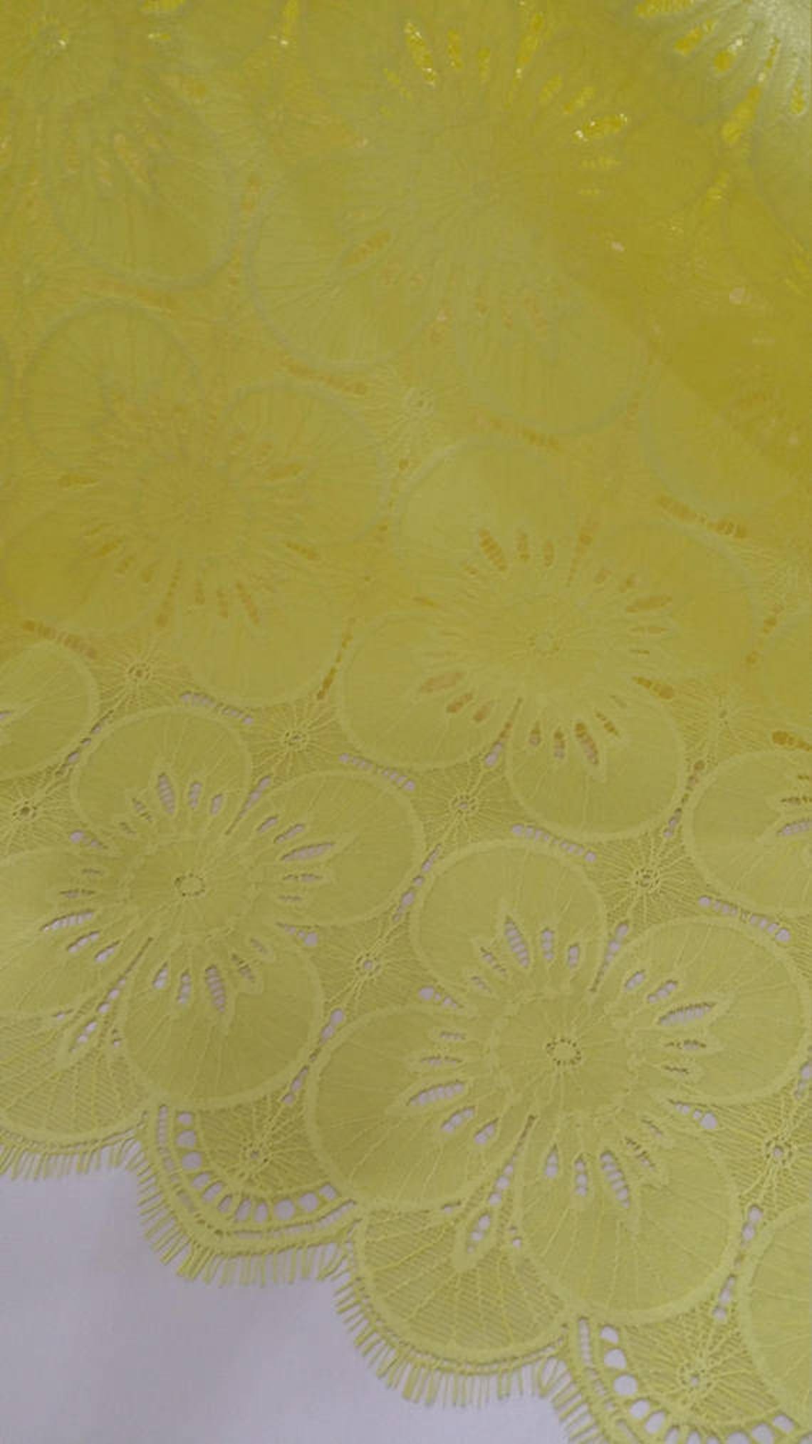 Yellow Lace Fabric French Lace Alencon Lace Bridal Gown - Etsy