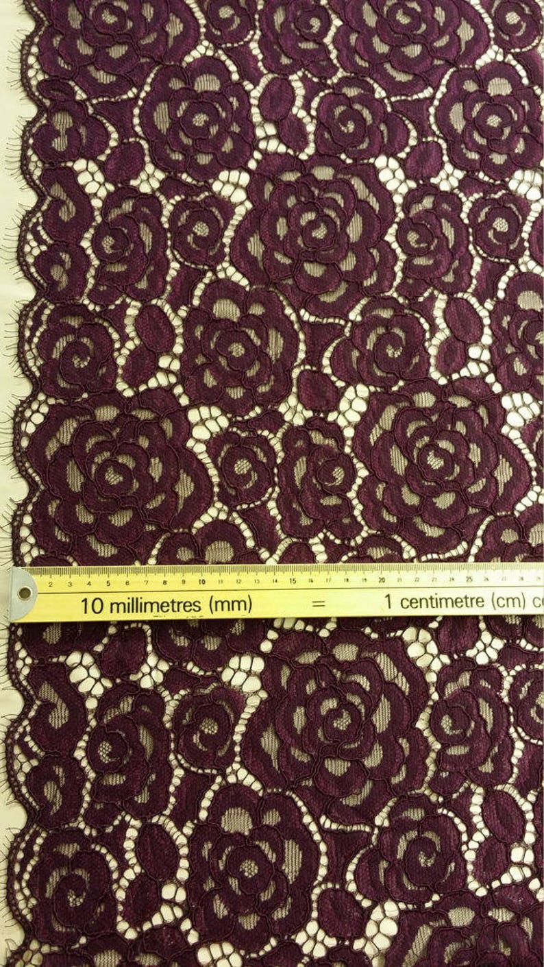 Dark Purple Lace Fabric French Lace Embroidered Lace | Etsy