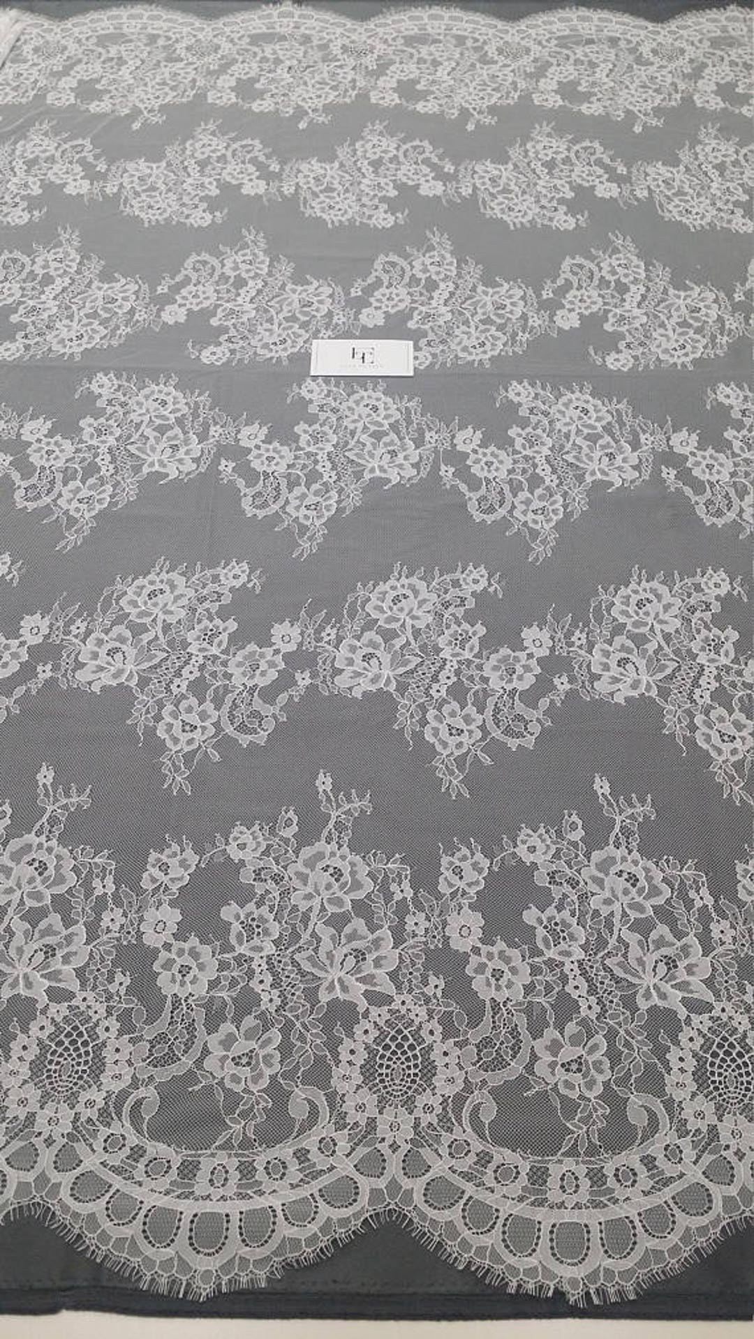 Ivory Lace Fabric by the Yard, French Lace, Embroidered Eyelash Lace ...