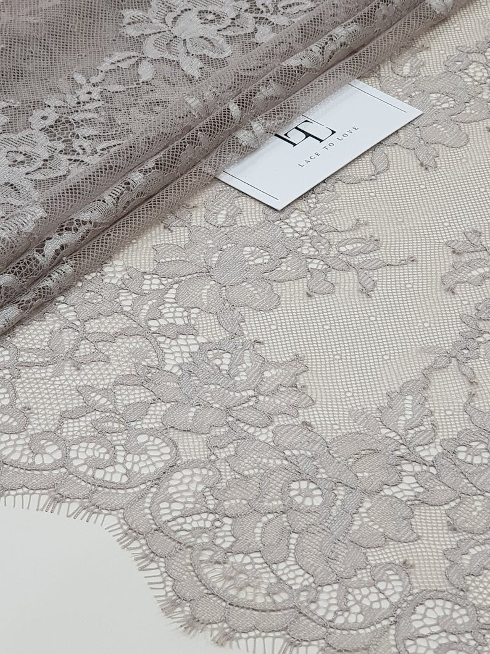 Light Gray Lace Trim French Lace Chantilly Lace Bridal | Etsy