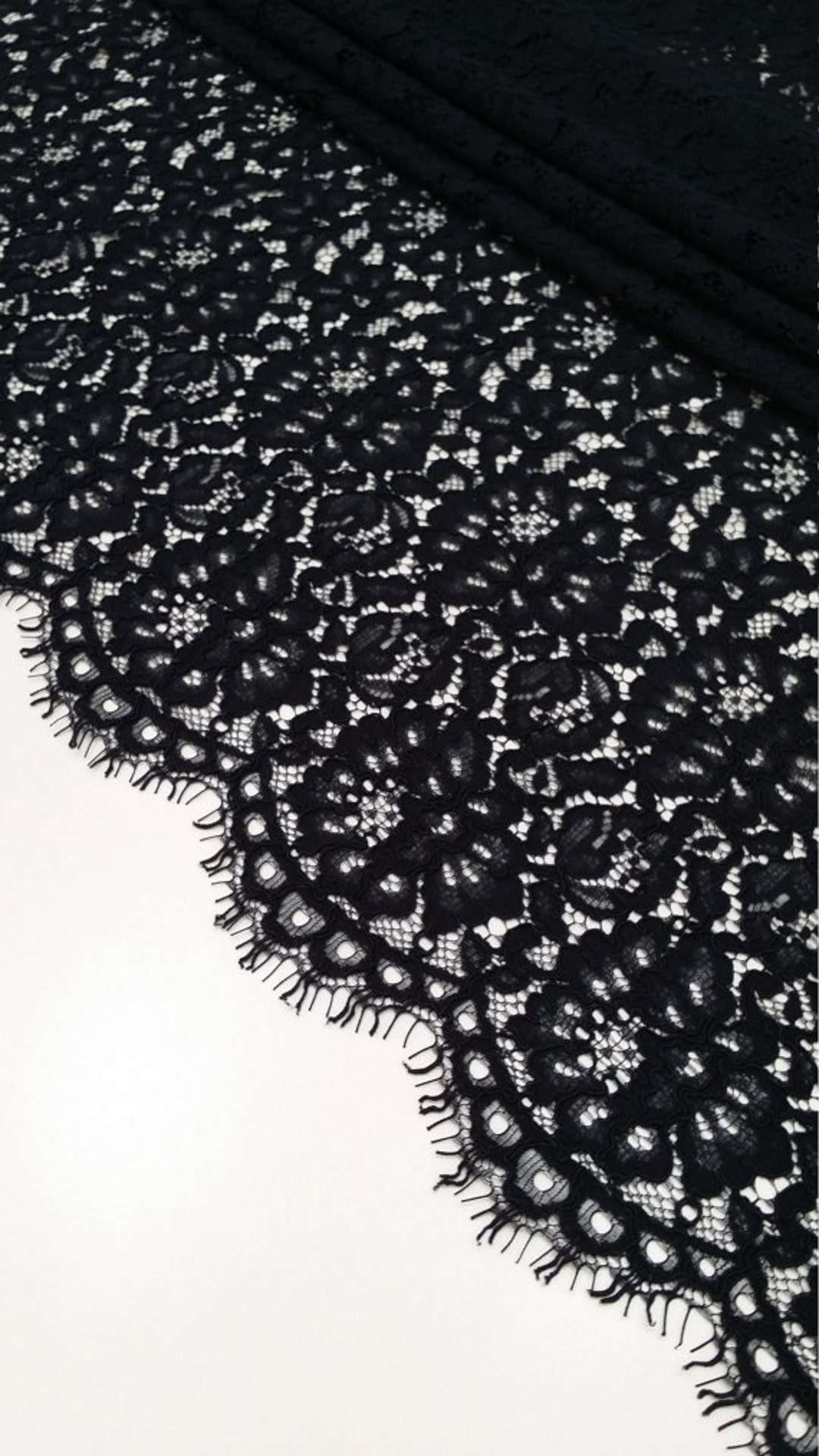 Black Lace Fabric by the Yard, French Lace, Embroidered Wedding Lace ...
