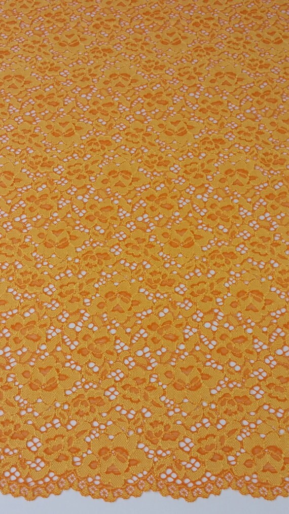 Orange Lace Fabric by the Yard France Lace Alencon Lace | Etsy