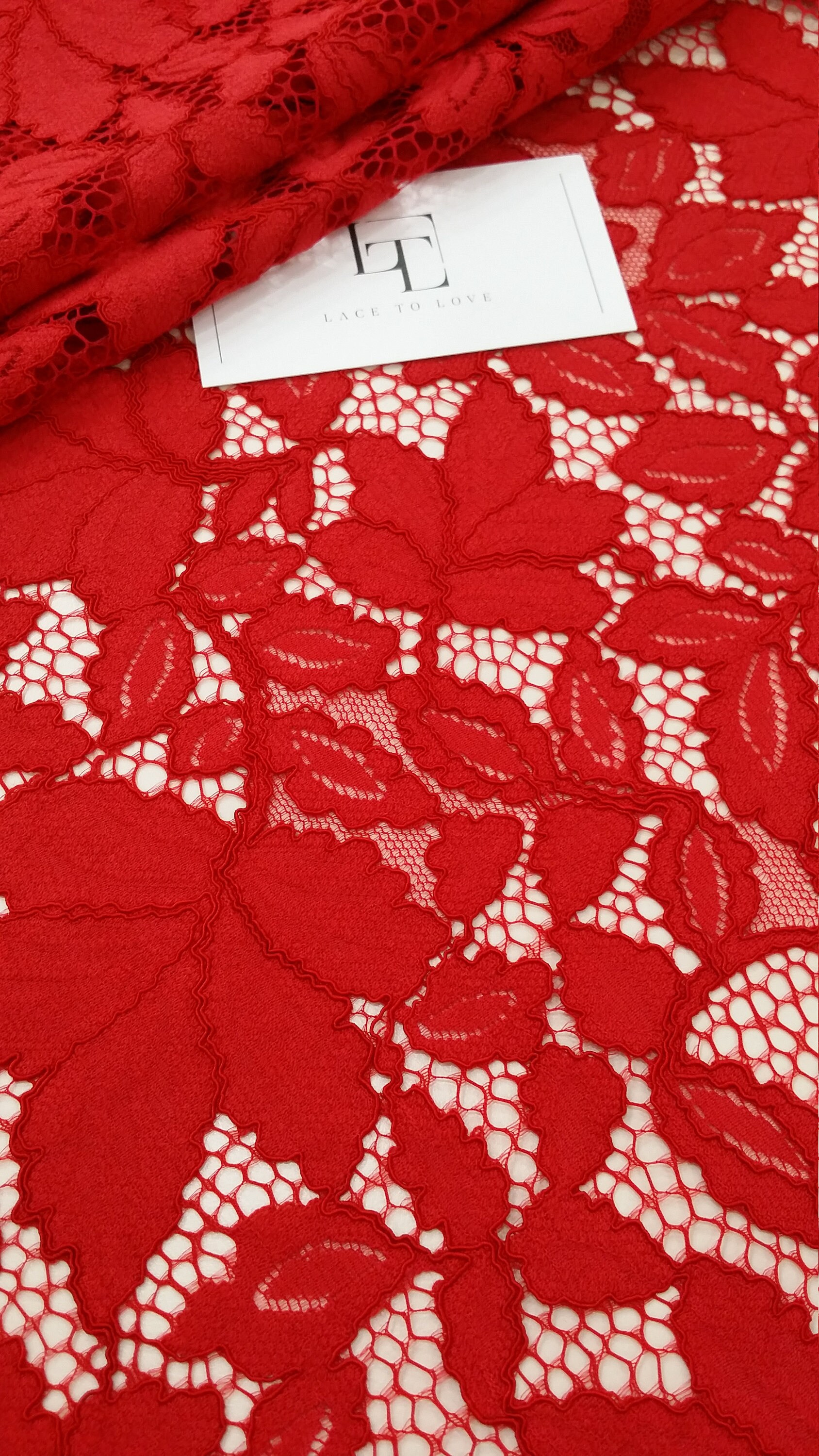 Red lace fabric by the yard France Alencon Lace Bridal lace | Etsy