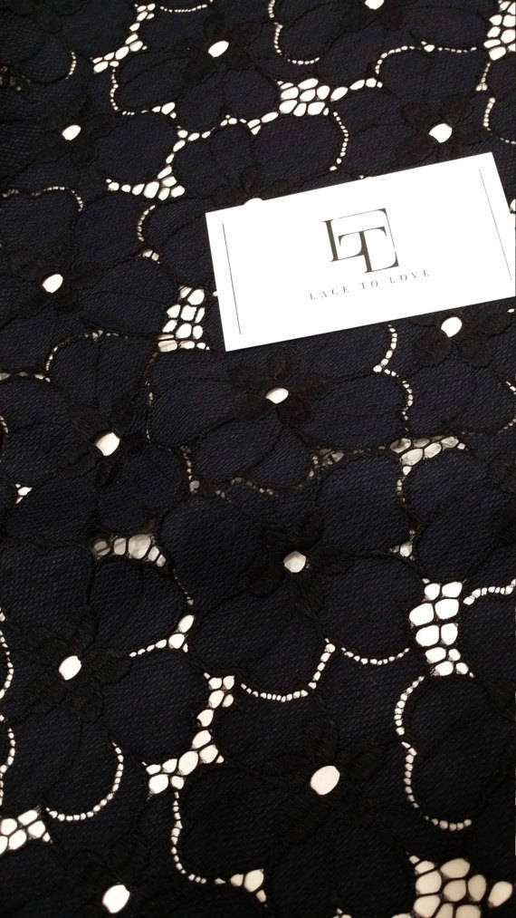 Black Lace Fabric by the Yard France Lace Alencon Bridal | Etsy
