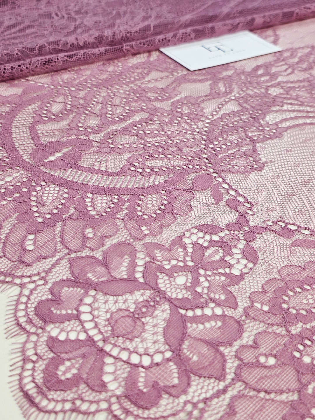 Purple Chantilly Lace Fabric by the Yard, Eyelash France Bridal Lace ...