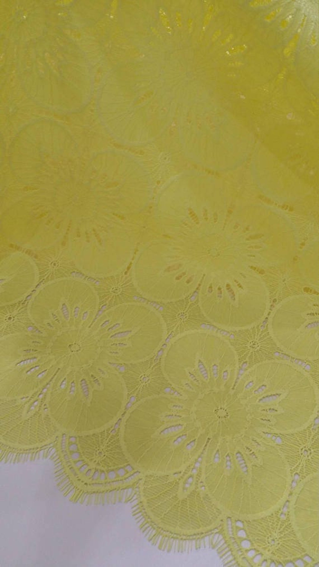 Yellow Lace Fabric, Spanish Floral Lace Material, Alencon Lace Cloth ...