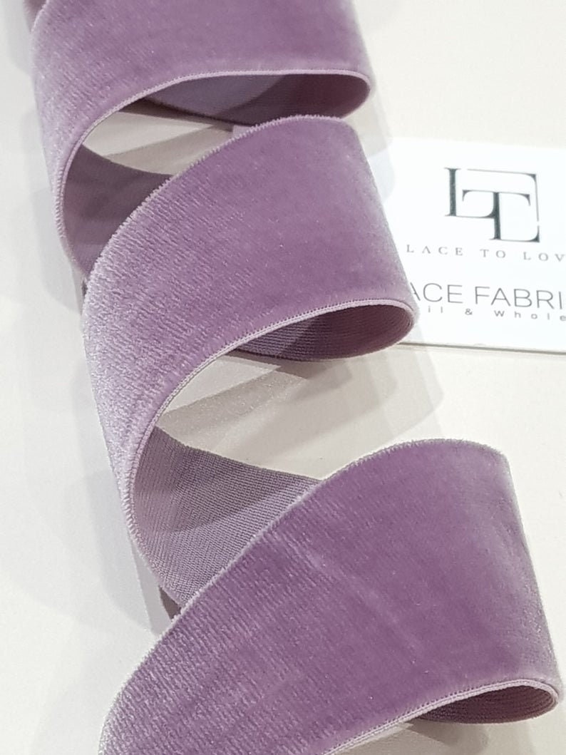 Lilac/purple Elastic Velvet Ribbon by the Yard Wide Velvet - Etsy
