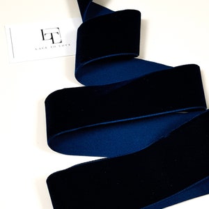Dark Blue Velvet Ribbon, Velvet Fabric Ribbon Gift Bow, Hair Ribbon ...