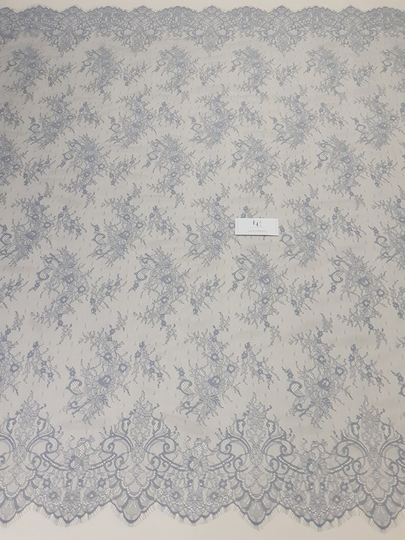 Blue/gray Lace Fabric French Lace Chantilly Lace Wedding - Etsy