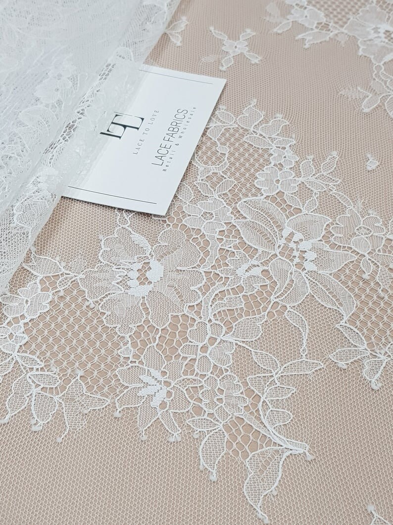 Off White Lace Fabric French Lace Chantilly Lace Bridal - Etsy