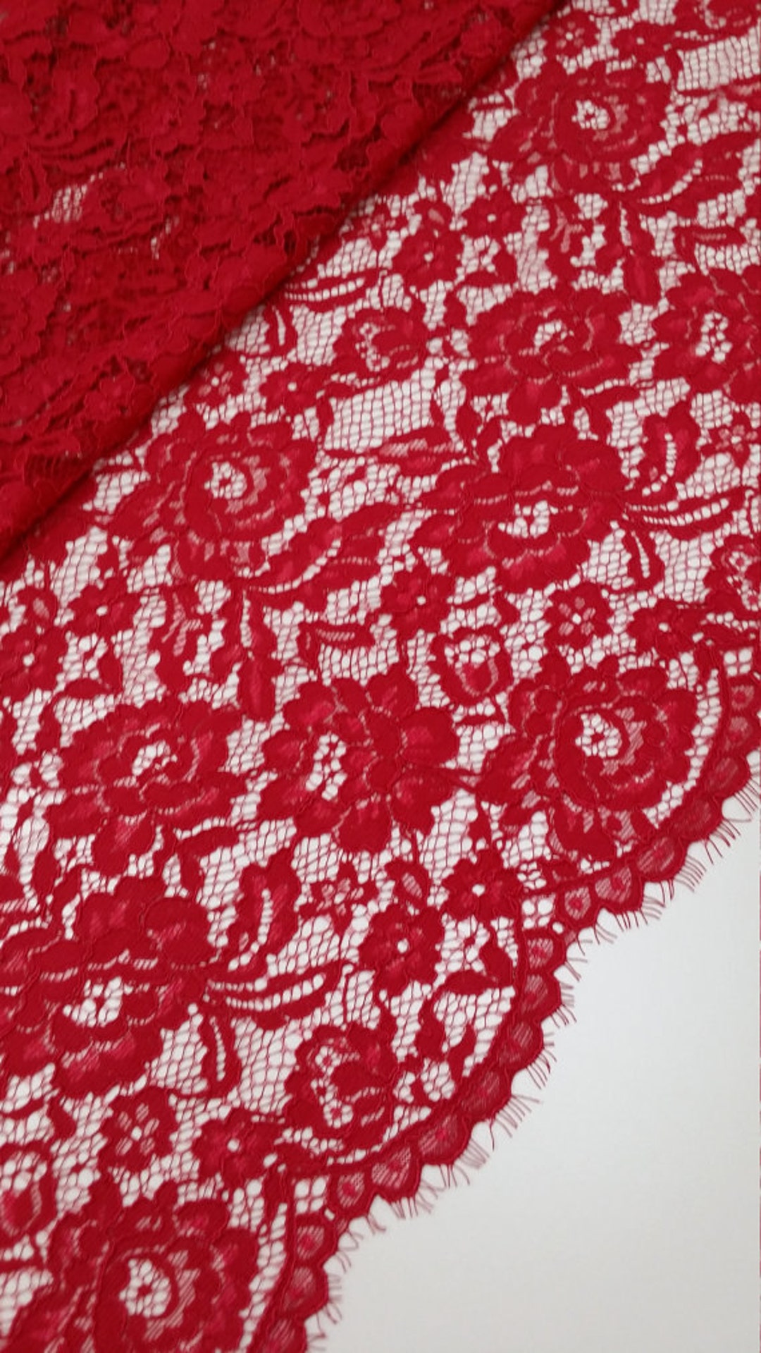 Red Lace Fabric by the Yard, French Lace, Embroidered Wedding Lace ...