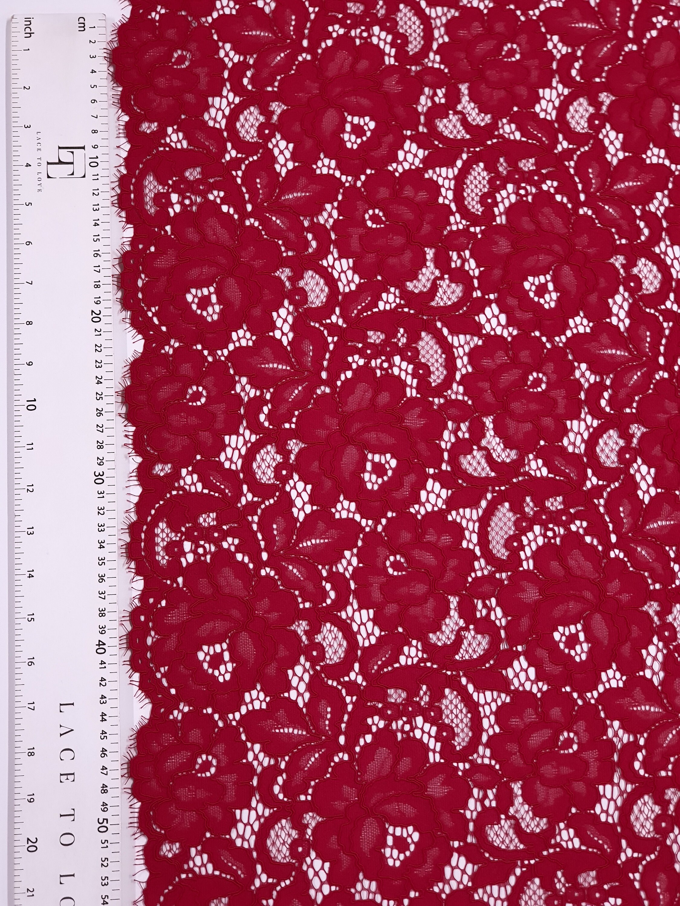 Red Lace Fabric by the Yard French Lace Embroidered Wedding | Etsy