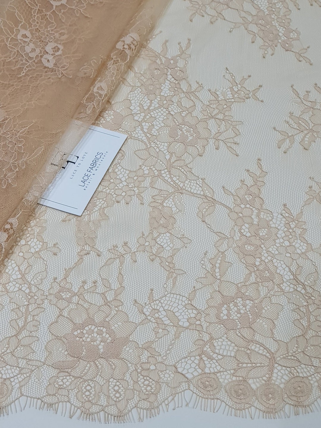 Beige Lace Fabric, Light Powder French Lace Chantilly Lace Bridal Lace ...