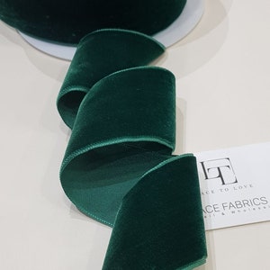 Dark Green Velvet Ribbon by the Yard, Narrow Velvet Ribbon, Velvet ...