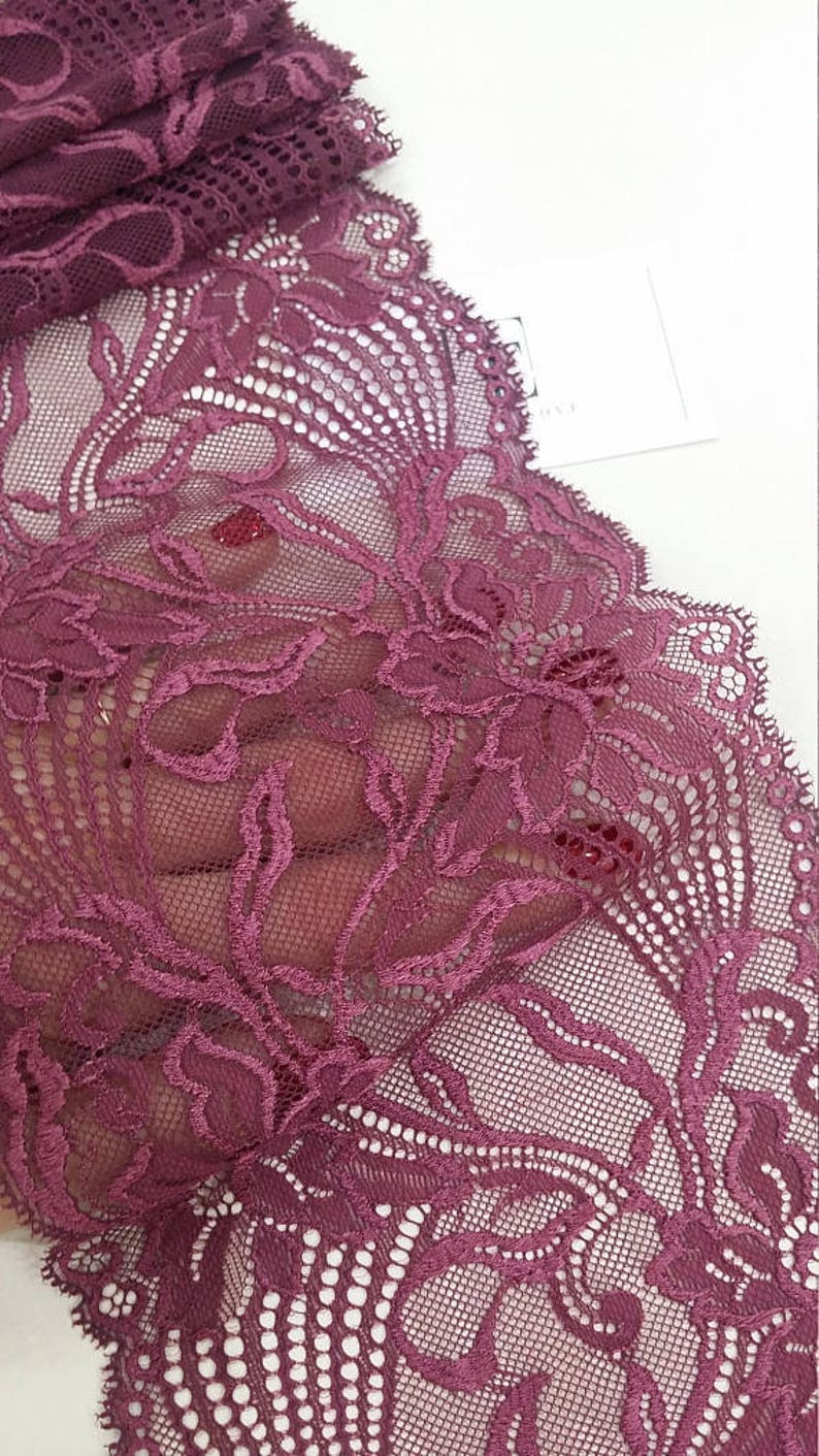 Maroon Stretch Lace Trim, Lingerie Lace, Elastic Lace, French Lace ...