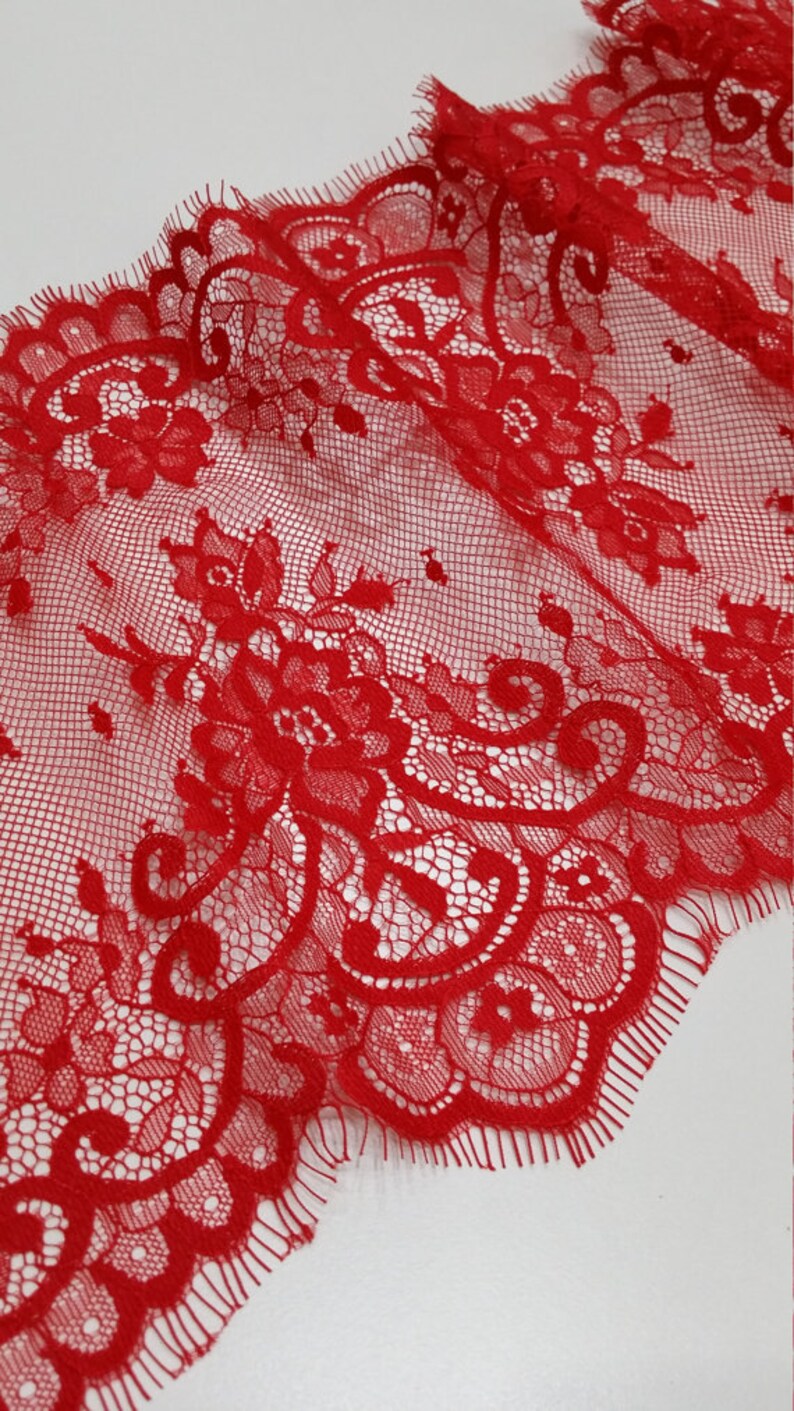 Red lace Trimming Chantilly Lace French Wedding Lace | Etsy