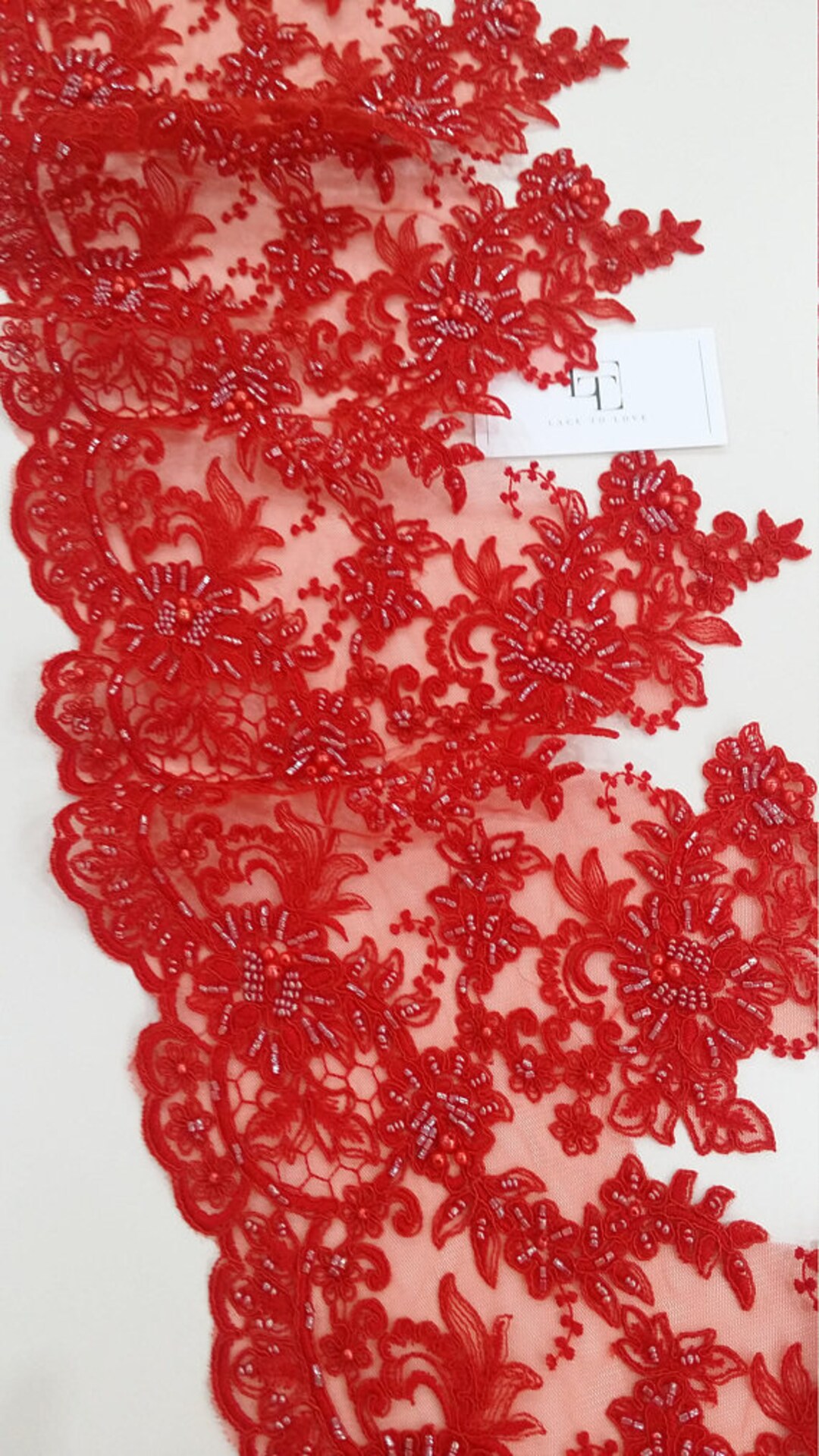 Beaded Red Lace Trimming, Sequin Lace, Pearl Lace, Chantilly Lace ...
