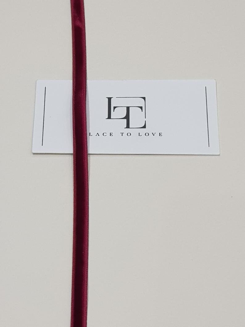 Dark Red Velvet Ribbon by the Yard Narrow Velvet Ribbon | Etsy